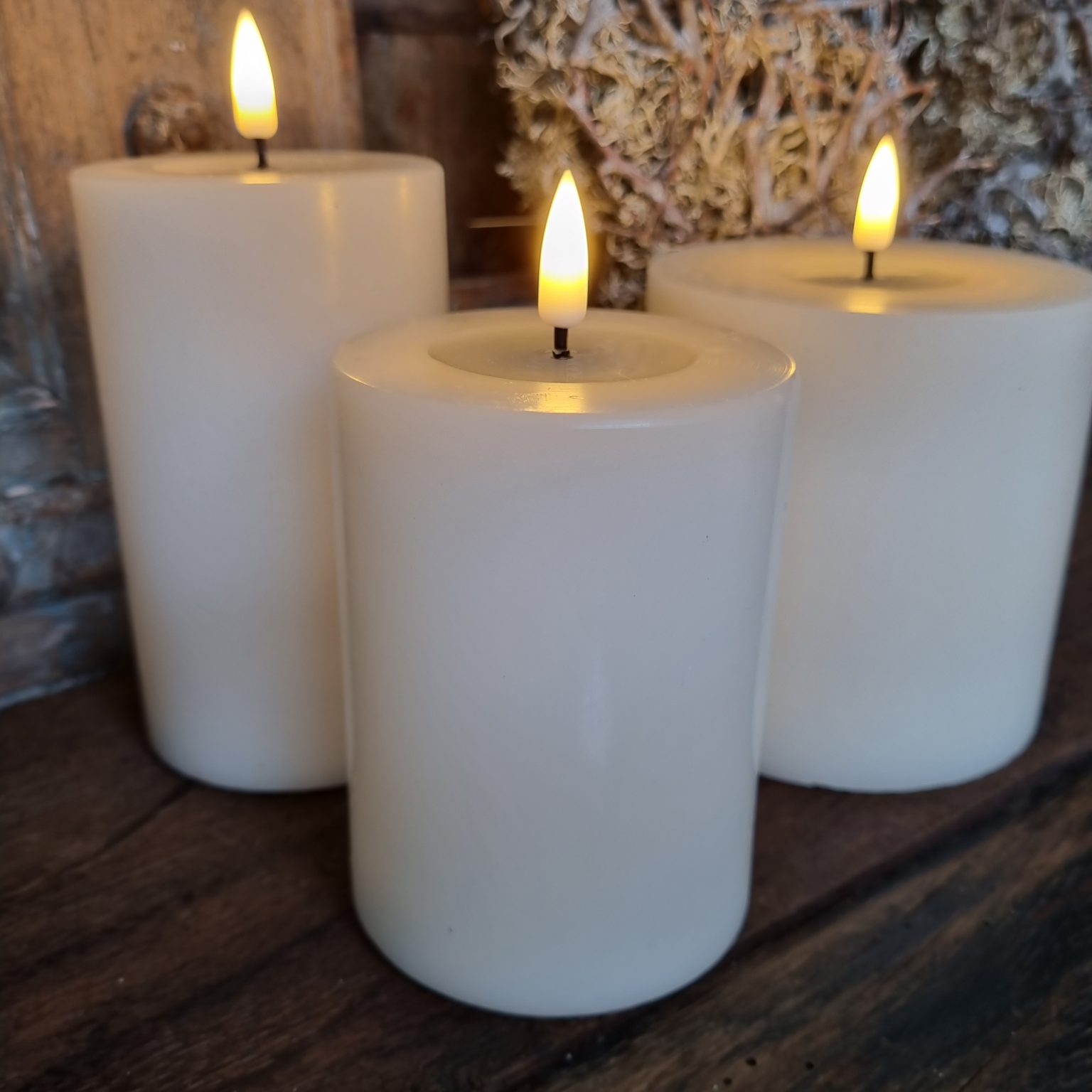 Led wax kaars. Cream. 10x10cm. - Huisvolsfeer